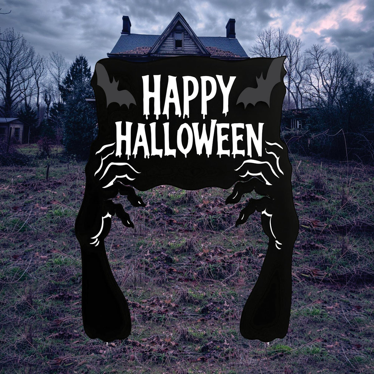 Happy Halloween Yard Sign, Scary Black Hand Silhouette Stake, Spooky G ...