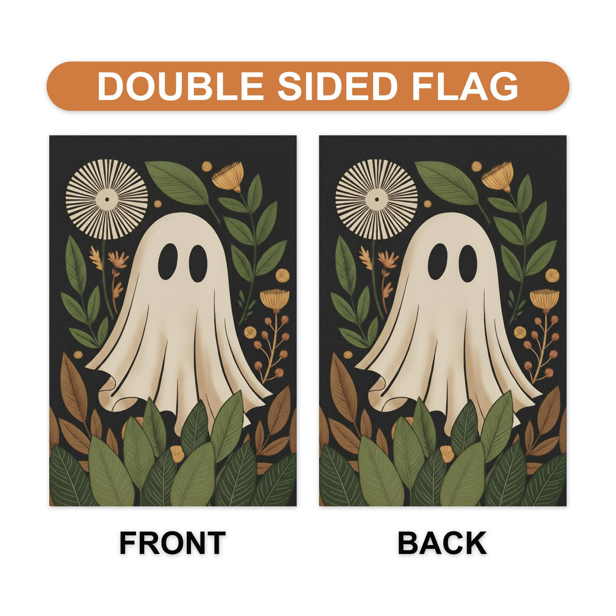 Vintage Ghost Garden Flag, Spooky Halloween Yard Flag, Retro Haunted F ...