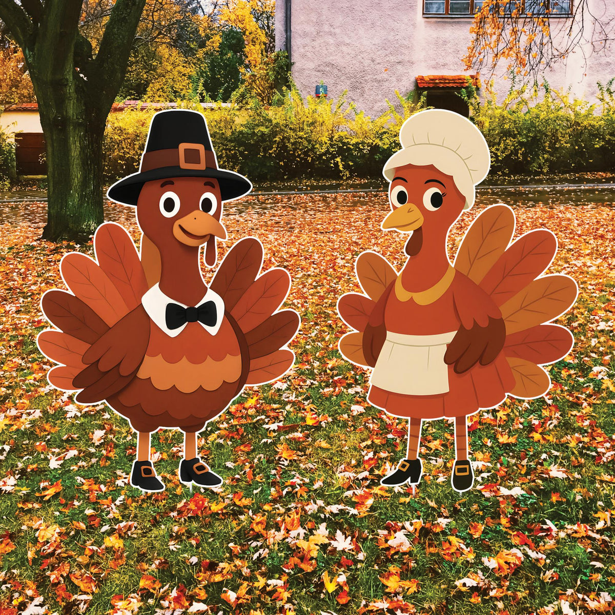 Pilgrim Turkey Yard Sign, Fall Thanksgiving Outdoor Lawn Decorations w ...
